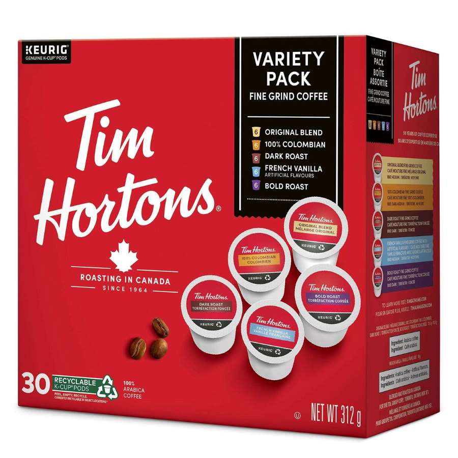 Tim Hortons Variety Pack, Keurig K-cup Coffee Pods, Box of 30 K-cups ...